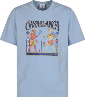 Casablanca Klassisches T-Shirt - - Tops - Herren - Blau - M