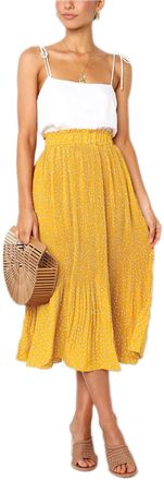 Hoerev Frauen Print Punkt mit Taschen Falten Langer Rock Beach Party Maxi Rock,Gelb Punkt,XL