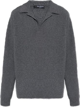 Balmain Homme, Pulls, Gris, Taille: L Heart Neckline Sweater