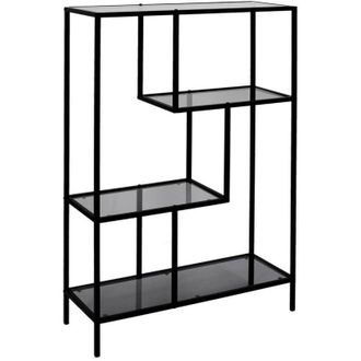Altobuy Altobuy - endis - Etag&egrave;re 4 Niveaux Verre Fum&eacute; et M&eacute;tal Noir