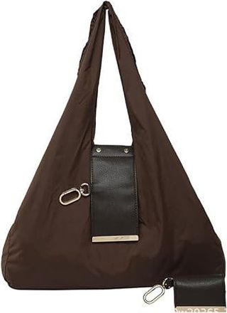 Generic Mini sac fourre-tout portable, pliable et extensible avec porte-cl&eacute;s, pour le shopping, les voyages et les courses quotidiennes, marron, 19.69inch