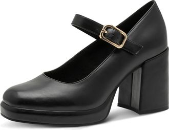 Marco Tozzi Damen Pumps mit Riemen Elegant mit Blockabsatz, Schwarz (Black), 36 EU