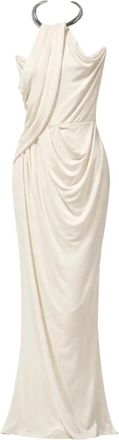 Amen Femme, Robes, Blanc, Taille: 34 FR Robe de Soir&eacute;e Longue Drapp&eacute;e