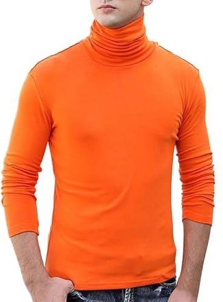 Generic Haut à col Montant pour Homme - Col roulé - Manches Longues - sous-vêtements Thermiques - Coupe ajustée - Pull Basique - Couleur Unie, Hauts à col Mon