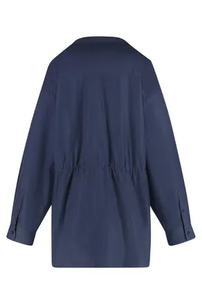 Balenciaga Elastic Waistband Cotton Shirtdress - Blue