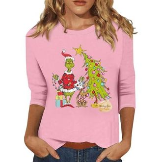 Generic Le Grinch Tshirt Noel Femme Adulte Pyjama Polaire Sweat T-Shirts Femmes The Grinch Vetement Col V Noel Chaud Costume Vêtements Pulls Oversize Sweatshi