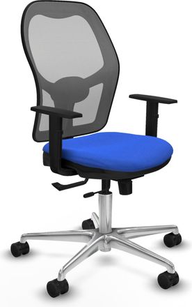 Piqueras y Crespo B&uuml;rostuhl aus Stoff mit 1D-Armen, h&ouml;henverstellbare Lendenwirbelst&uuml;tze, ausgestattet mit Syncro/Traslack und injiziertem Schaumstoff, Grau/Blau