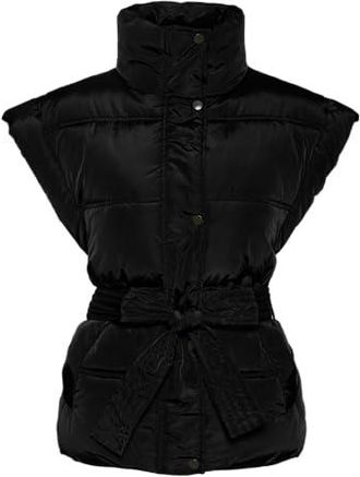 Pieces Veste Pcnoora Gilet matelassé, Noir, XS Femme