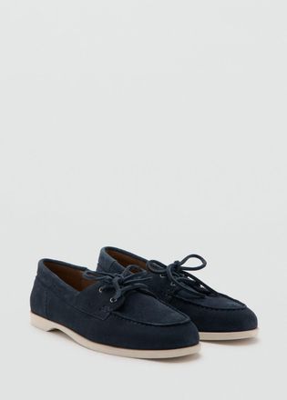 Mango Chaussures bateau cuir su&egrave;de bleu marine - Homme - 39 - MANGO MAN