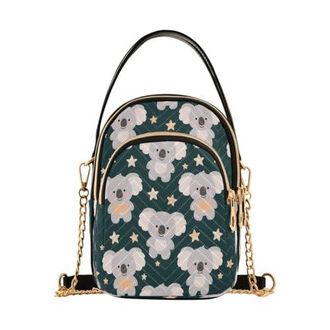 Mnsruu Koala Star Petit sac &agrave; bandouli&egrave;re en cuir pour femme Vert fonc&eacute;