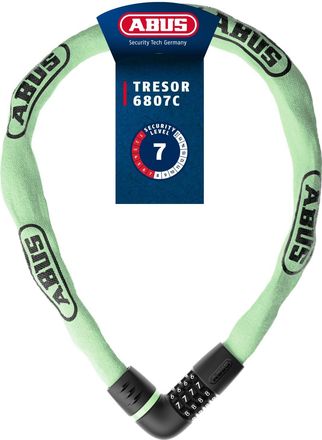 ABUS Kettenschloss Tresor 6807C - Zahlenschloss mit 360&deg;-Bolzen, 7 mm Starke Stahlkette, 4-stelliger Zahlencode - Fahrradschloss mit Sicherheitslevel 7 - L