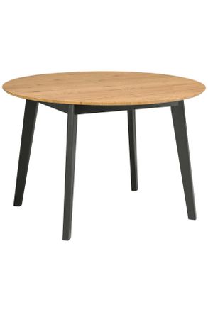 MID.YOU Mid.you Ausziehtisch, Schwarz, Eiche, Holz, Holzwerkstoff, Kautschukholz, vollmassiv, rund, w&uuml;rfelf&ouml;rmig, 120x74x120-200 cm, ausziehbar, Esszimmer, Ti