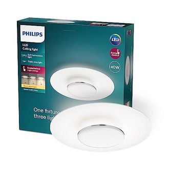 Philips LED SceneSwitch Garnet Deckenleuchte (40 W), LED Leuchte mit drei Dimmstufen und warmwei&szlig;em Licht, LED Beleuchtung mit EyeComfort, wei&szlig;