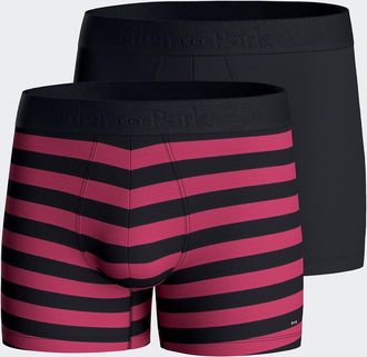 Eden Park Lot De Deux Boxers Unis Et Cercl&eacute;s En Jersey De Coton Stretch Marine Et Fuchsia
