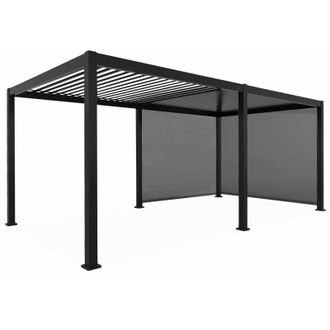 Sweeek Pergola Bioclimatique gris anthracite 300x600cm. aluminium &agrave; lames orientables + 2 stores 3m