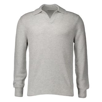 Gran Sasso Gerippter Pullover mit Polo-Kragen - - Tops - Herren - Grau - L