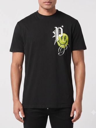 Philipp Plein T-shirt en coton avec imprim&eacute; graphique et logo contrastant