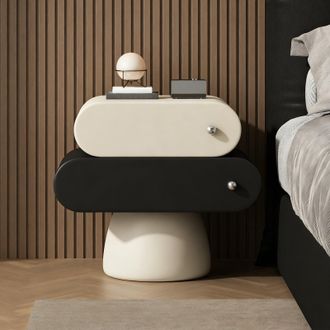 Generic Nachttische, Nachttisch Mit Drehbarer Schublade Und Zylindrischen Schrankbeinen Aus Massivholz, Abgerundete Ecken for Schreibtischlampe, B&uuml;Cher