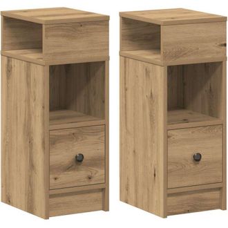 vidaXL Nachttische 2 Stk. mit Schublade Artisan-Eiche 25x31x66 cm vidaXL