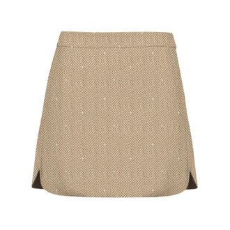 MC2 Saint Barth Herringbone Strass Skirt - - Skirts - Damen - Beige - M