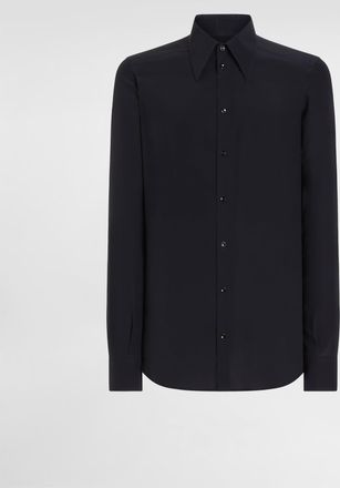 Dolce & Gabbana Hemd Aus Cr&ecirc;pe De Chine In Gold - Mann Hemden Blau 39