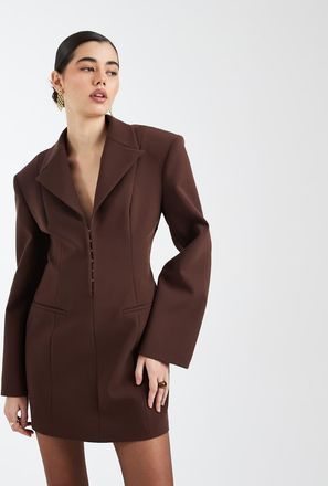 Asos Elegantes, tief ausgeschnittenes, tailliertes Kleid in Schokobraun-Brown
