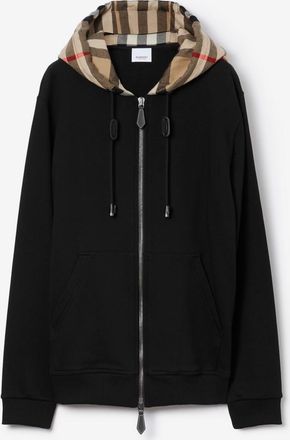 Burberry Hoodie zippé en coton à capuche Check, Size: XXXL