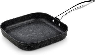 Monix Mineral | Glatter quadratischer Grill, 24 cm, geschmiedetes Aluminium, Stein, für Induktion geeignet