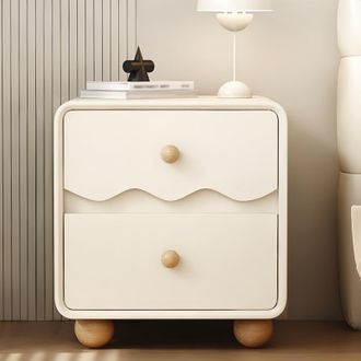 Generic Zweifarbiger Nachttisch Mit Schubladen, Beistelltisch Aus Massivholz Für Schlafzimmer/Wohnzimmer, Mehrzweck-Nachtschrank(White,35cm)