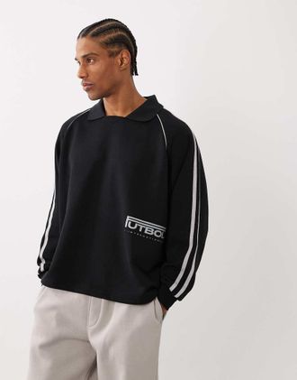 Cotton On Polo en polaire &agrave; manches raglan - Noir