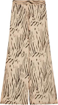 Pennyblack Femme, Pantalons, Beige, Taille: 38 FR Pantalon Large en Georgette Imprim&eacute;e