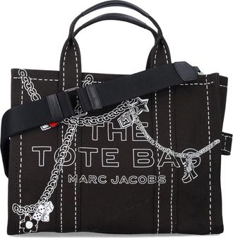 Marc Jacobs Femme, Sacs, Noir, Taille: ONE Size The Trompe LOeil Charm Canvas Medium Tote Bag
