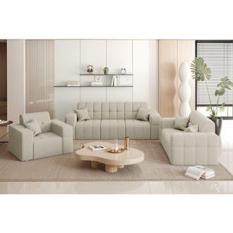 KAISER Couchgarnitur nimes - Sofagarnitur 3-2-1, breite Farbpalette, Stoff Portland Ecru
