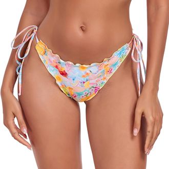 Relleciga Damen Bademode Bikini Unterteil mit Schn&uuml;rchen Brasilianischer Schnitt Bottom Ruffle Riviera L
