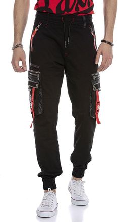 Cipo & Baxx Herren Jogginghose CR132 Schwarz - Bequeme Freizeithose mit sportlichem Schnitt funktionalen Taschen & modischem Design f&uuml;r Alltag, Sport und Streetwe