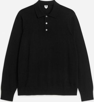 Arket Polopullover Aus Merinowolle -Schwarz