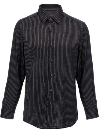 Tom Ford chemise en lin à fines rayures - Noir