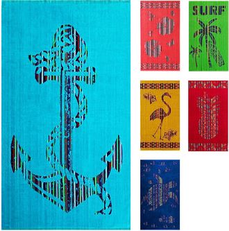jilda-tex Strandtuch 90x165 cm Badetuch Strandlaken Badelaken Strandhandtuch 100% Baumwolle XXL (Seablue Anchor)