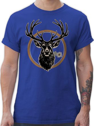 Shirtracer T-Shirt Herren - Kompatibel mit Oktoberfest - Cooler Hirsch Hirschgeweih J&auml;ger - 3XL - Royalblau - jagen Tshirt bayrische Trachtenmode t Shirt October