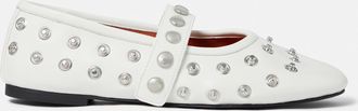 Stella McCartney Ryder Popper-Studded Ballet Flats, Woman, Pure white, Size: 37