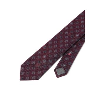 Brunello Cucinelli Silk Chevron Herringbone Necktie - Red