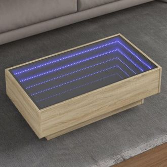 vidaXL Vidaxl - Table basse avec led chêne sonoma 90x50x30 cm bois dingénierie