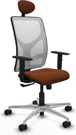 Piqueras y Crespo B&uuml;rostuhl, ideal f&uuml;r die Arbeit, mit 1D-Armlehnen, h&ouml;henverstellbare Lendenwirbelst&uuml;tze und festes Kopfteil, ausgestattet mit 3 Positionen, Wei&szlig;/Braun