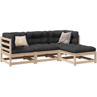vidaXL 4-tlg. Garten-Sofagarnitur Massivholz Kiefer vidaXL