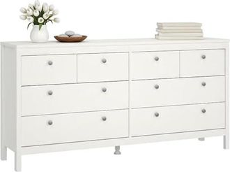Dmora Kommode Josette, Wohnzimmerbuffet, Wohnzimmer-Sideboard, Moderne K&uuml;chen-Speisekammer, 160x38 h80 cm, Wei&szlig;