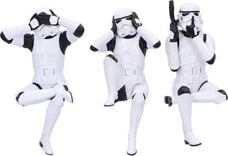 Nemesis Now Three Wise Sitting Stormtrooper Figurines 11cm, Resin, White, Official Original Stormtrooper, Three Wise Shelf Sitters, Sci-Fi Movie Collectible, Cast