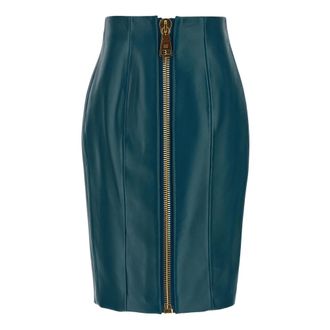 Balmain Zipped Lambskin Skirt - - Skirts - Damen - Blau - 2XS