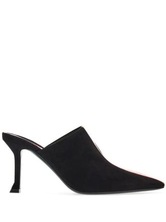 Ferragamo Slipper & Pantoletten - 85Mm Black Goat Suede Mules - Gr. 5_5 - in Schwarz - f&uuml;r Damen