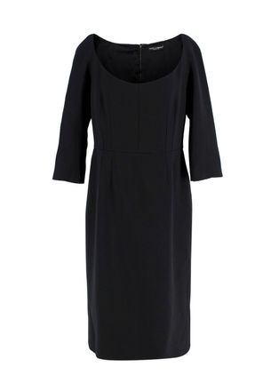 Dolce & Gabbana Black Cropped Sleeve Midi Dress Size XL