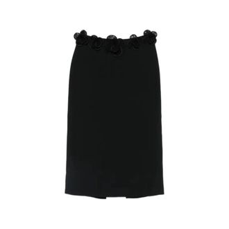 DAVID KOMA 3D Spitzenblumen-bestickter Midi-Rock - - Skirts - Damen - Schwarzk - M